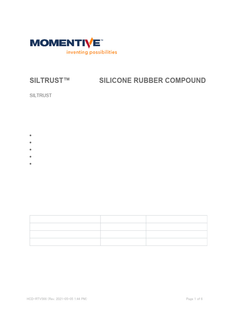 RTV566 Silicone Rubber Datasheet | PDF | Silicone | Trademark