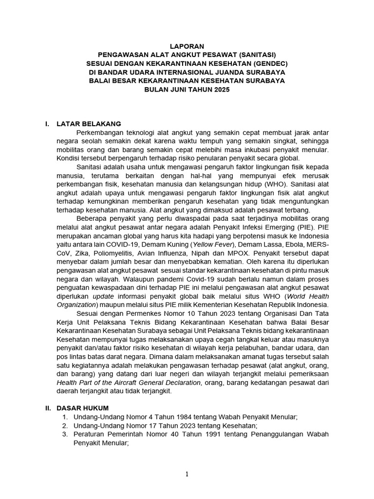 Pengawasan Alat Angkut Pesawat Sesuai Dengan Kekarantinaan Kesehatan ...