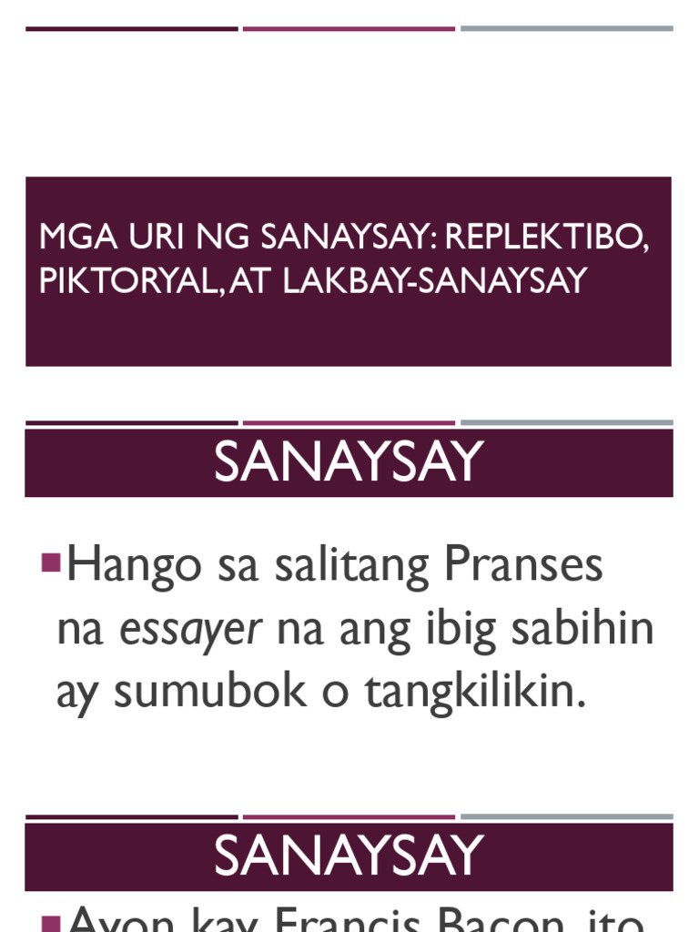 Mga Uri NG Sanaysay | PDF
