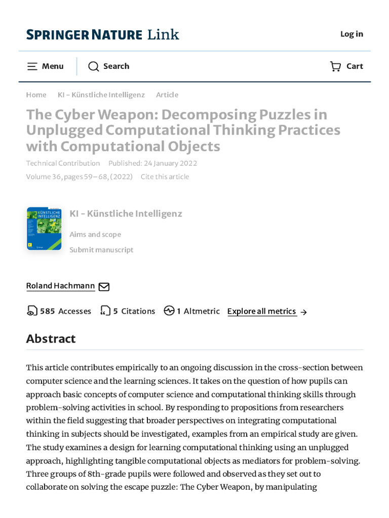 The Cyber Weapon - Decomposing Puzzles in Unplugged Computational ...