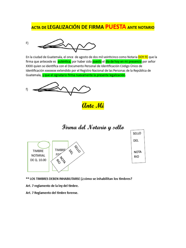 Ejemplos de Legalización de Firma y Toma de Razón | PDF | Ley común ...