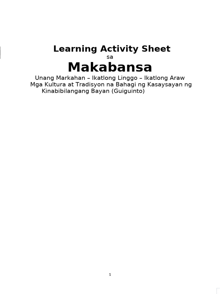 Makabansa 3 Week 3 Day 3 LAS | PDF