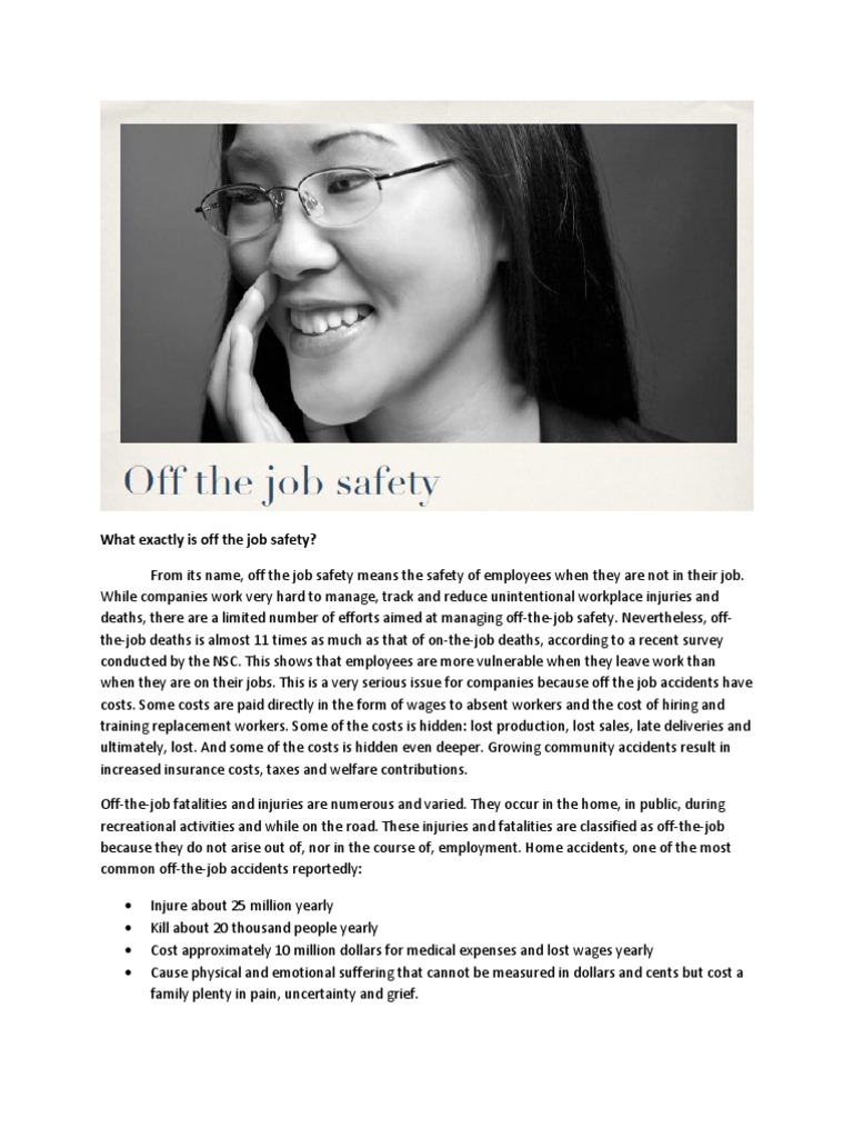Off The Job Safety | PDF | Employment | Occupational Safety And Health