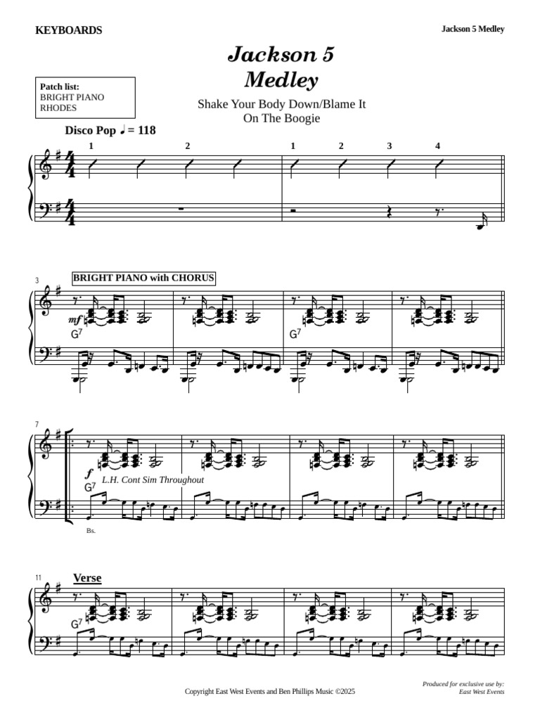 Jackson 5 Medley (Shake-Boogie) - KEYBOARDS | PDF | Popular Music ...