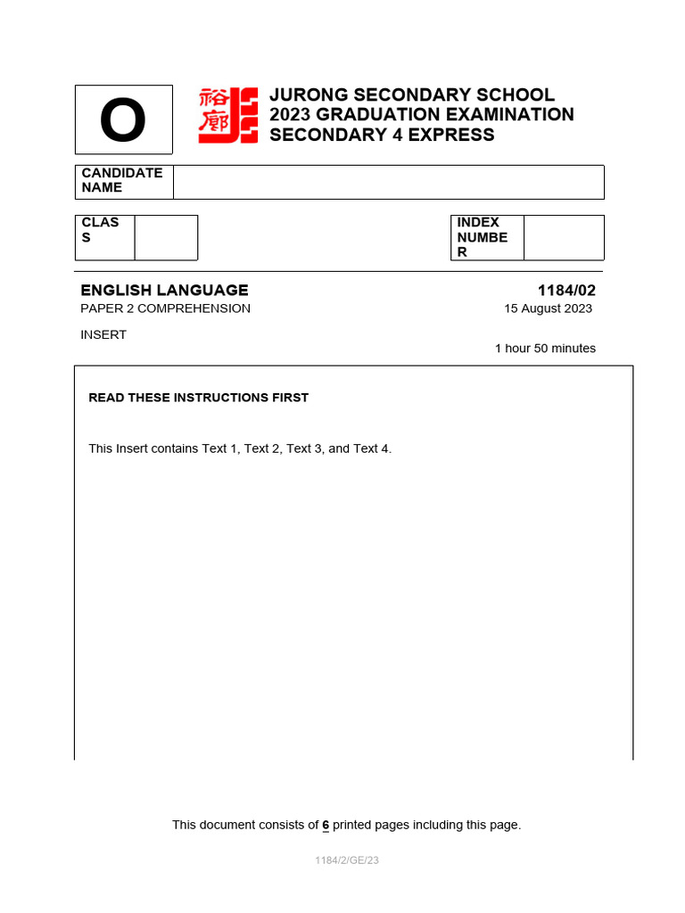 2023 Jss Prelim p2 Insert | PDF | Tea | Drink