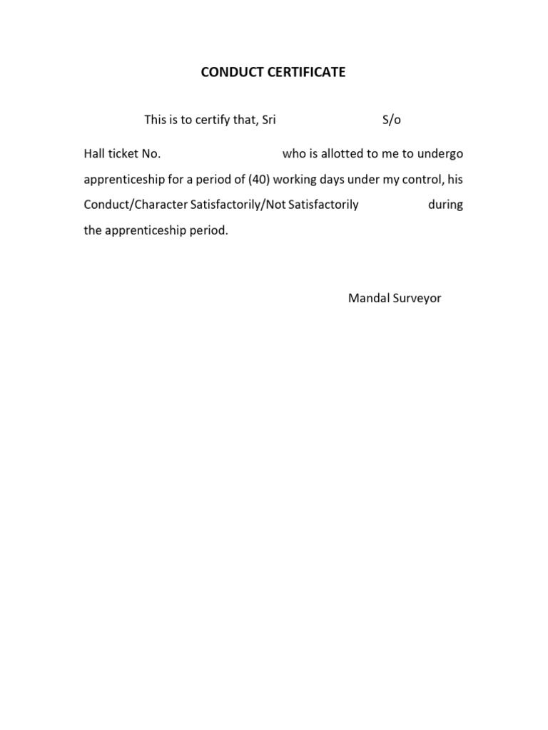 Conduct Certificate | PDF