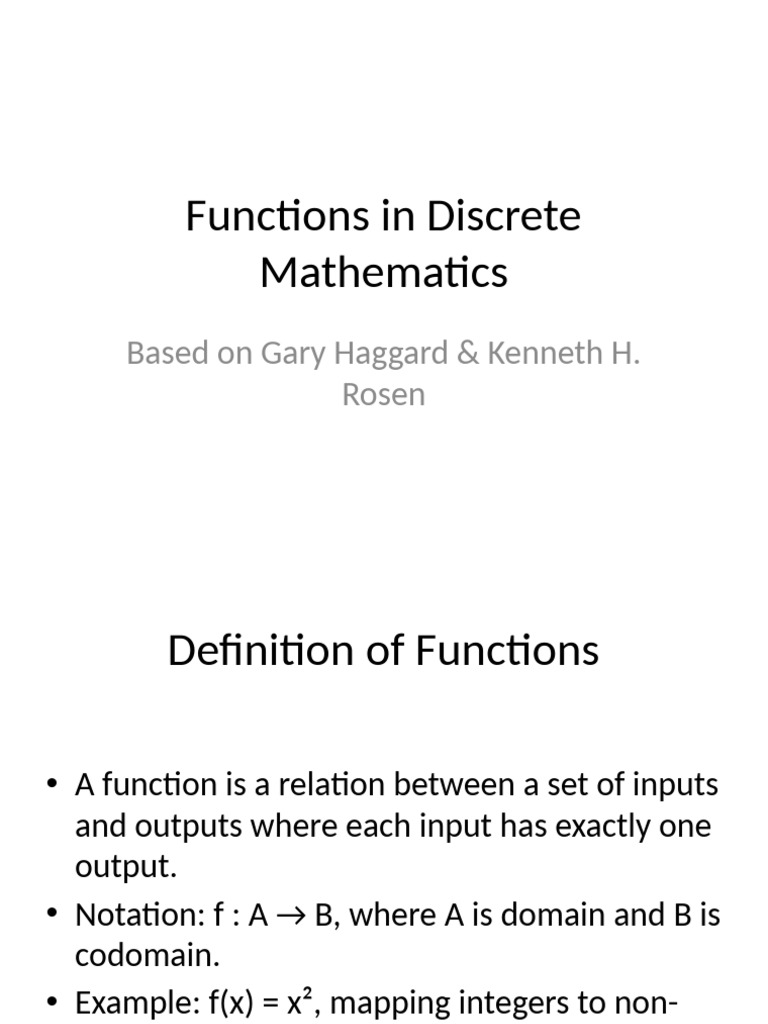 Functions in Discrete Mathematics | PDF