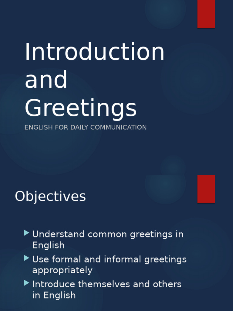 Introduction and Greetings Formal | PDF