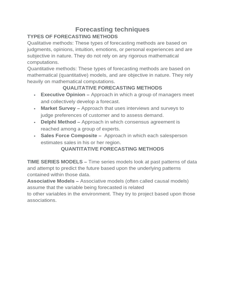 Forecasting Techniques | PDF