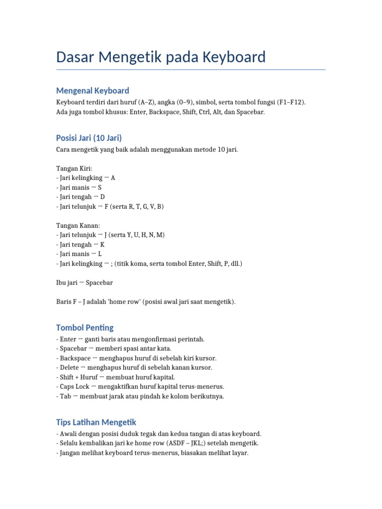 Cara Mengetik Efektif di Keyboard | PDF