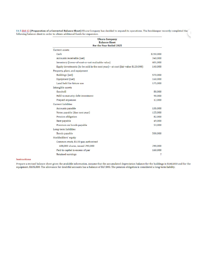 Balance Sheet Problems (CHAPTER 4) | PDF