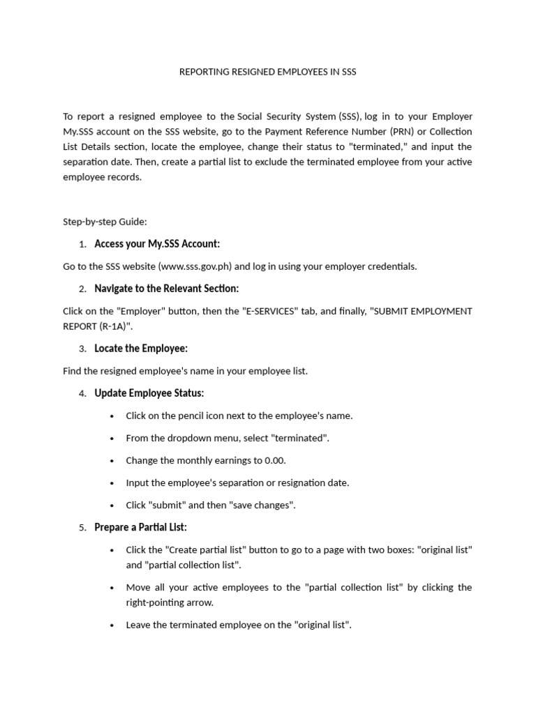 Terminating Employees in SSS Online | PDF