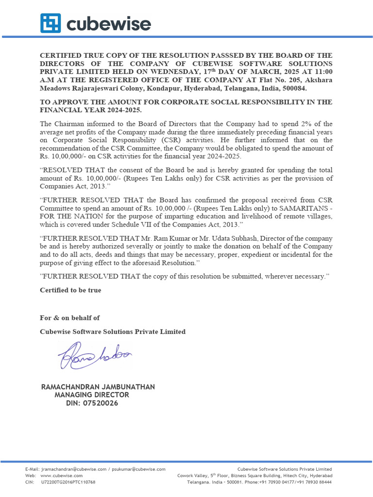 CSR Funding Approval for 2024-2025 | PDF | Business
