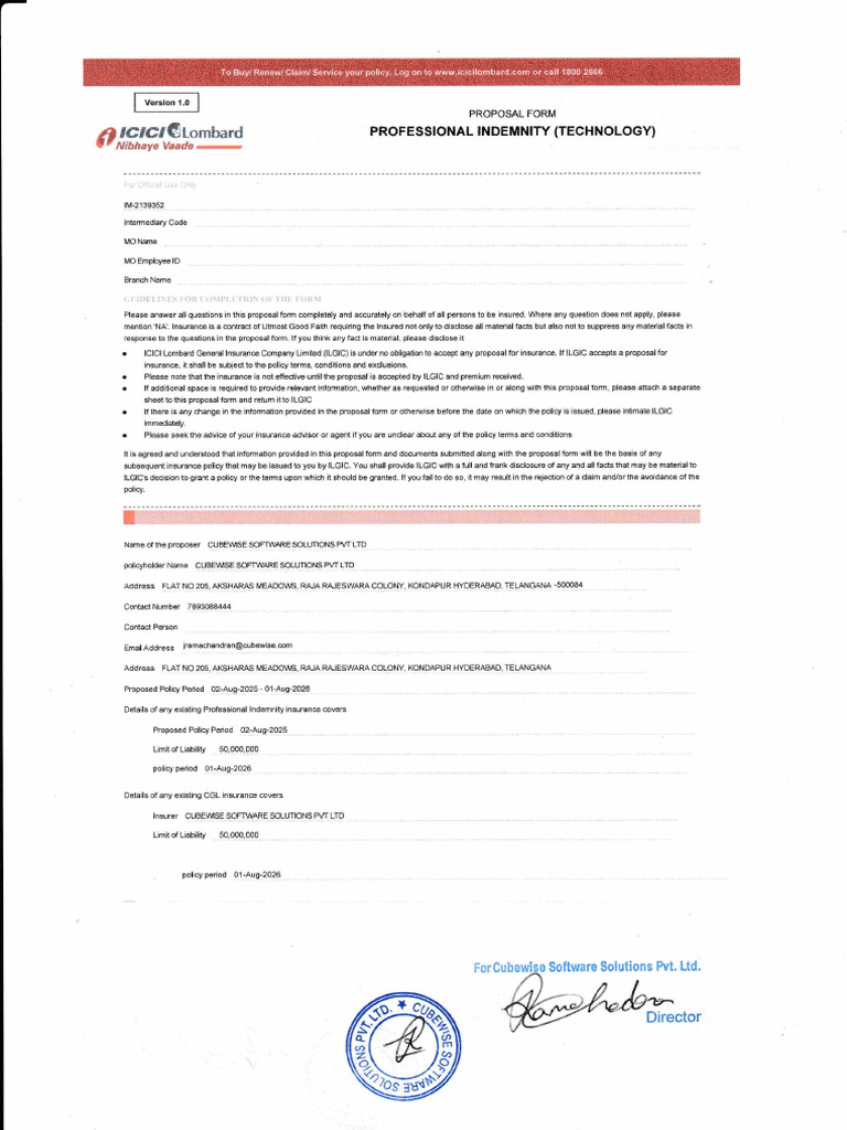 Indeminity Insurance - Proposal Form | PDF | Insurance | Private Law