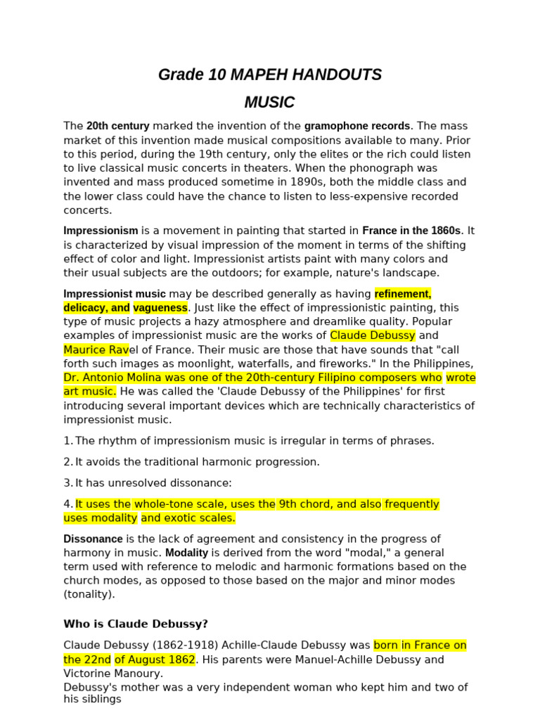 Grade 10 MAPEH HANDOUTS Q1 | PDF | Health Care | Physical Fitness