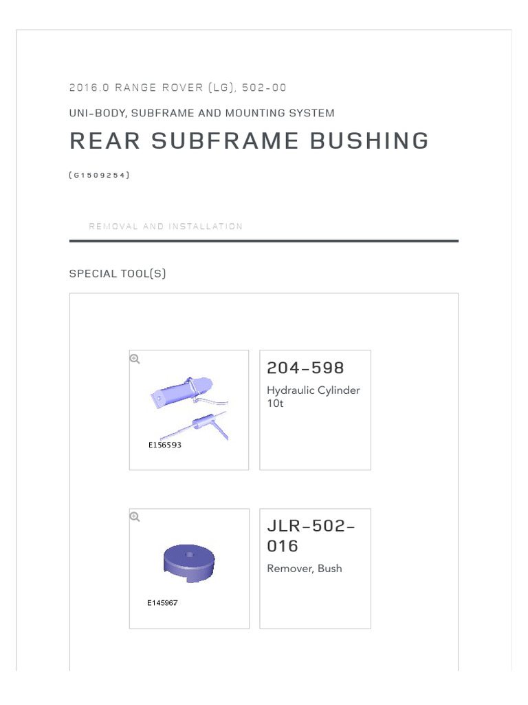 Rear Subframe Bushing Removal and Installation | PDF
