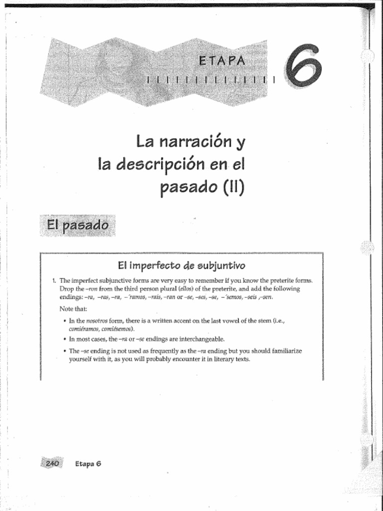 Imperfecto Del Subjuntivo Actividades Libro Gramática | PDF