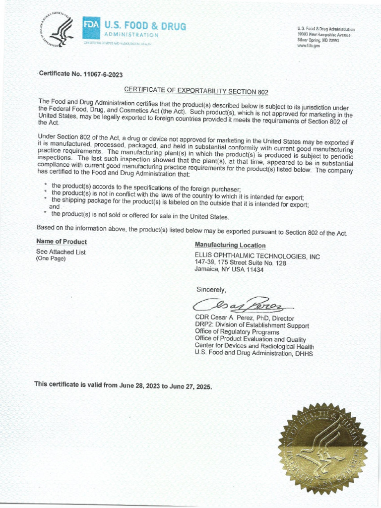 Certficate of Exportabiloity | PDF