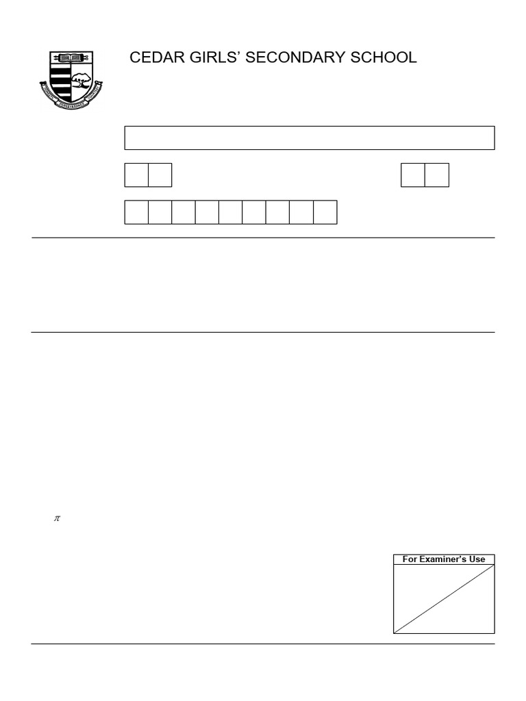Cedar Girls' Sec School Math Prelims 2024 | PDF | Area | Subscription ...