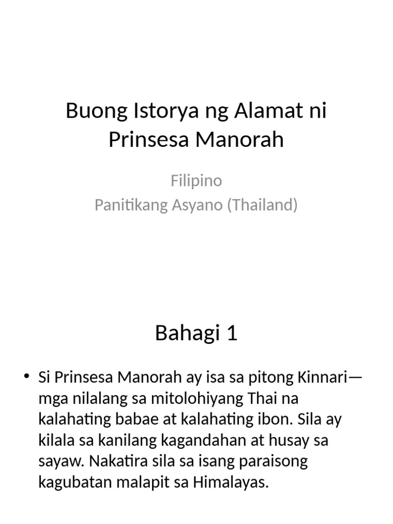Buong Istorya Alamat Ni Prinsesa Manorah | PDF
