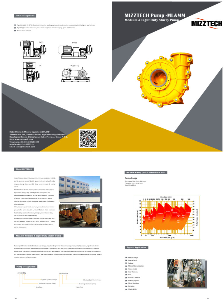 Mizztech ML&MM Series Slurry Pump Brochure | PDF | Pump | Wear