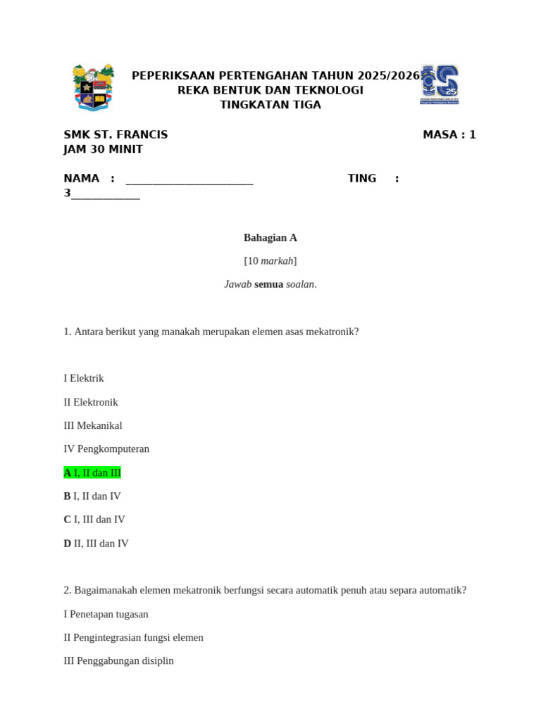 Skema PPT RBT t3 2025 | PDF