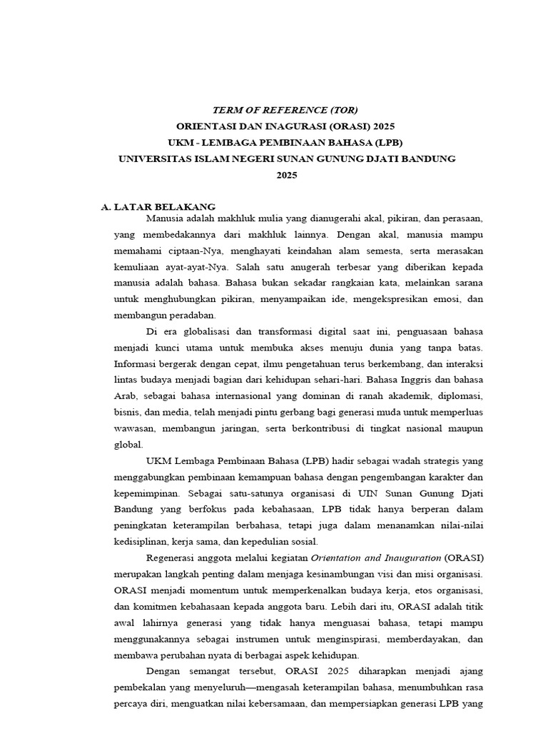 ORASI 2025: Pembinaan Bahasa dan Karakter | PDF
