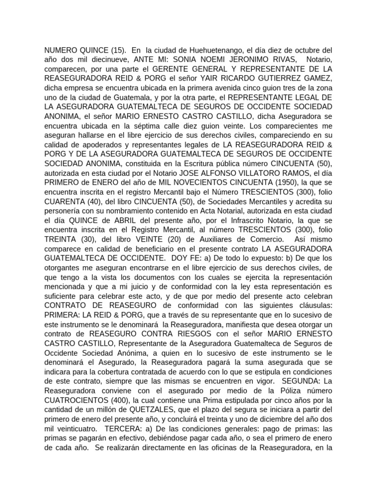 Contrato Reaseguro | PDF | Seguro | Póliza de seguros
