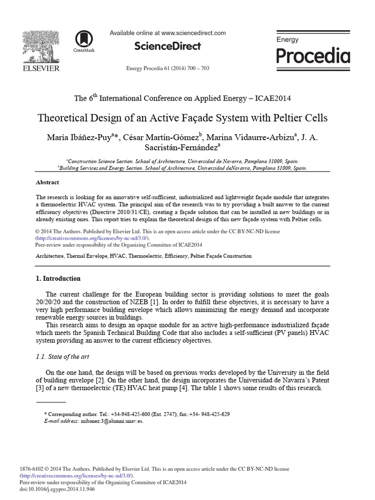 Theoretical Design of An Active Façade System With Peltier Cells | PDF ...