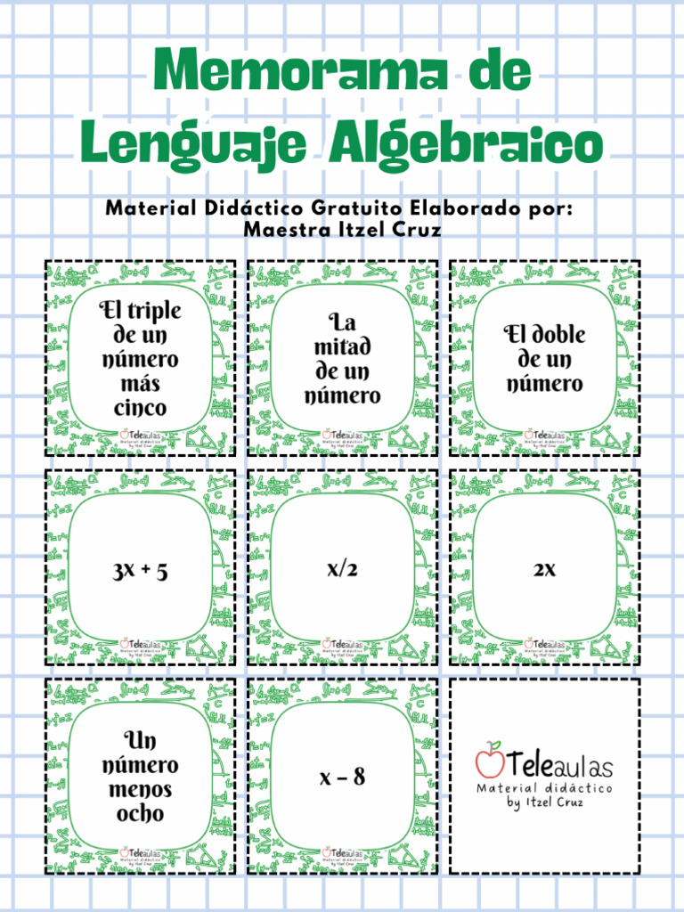 Memorama Algebraico Teleaulas Pdf