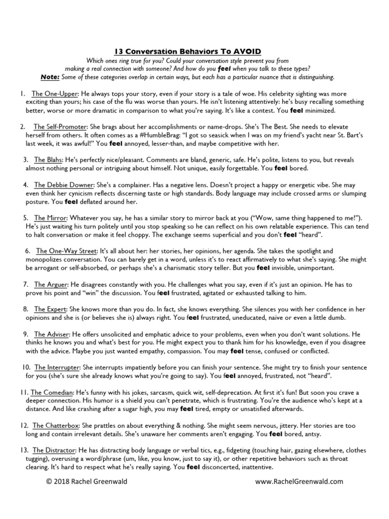 13 Conversation Stereotypes To Avoid | PDF | Psychological Concepts ...