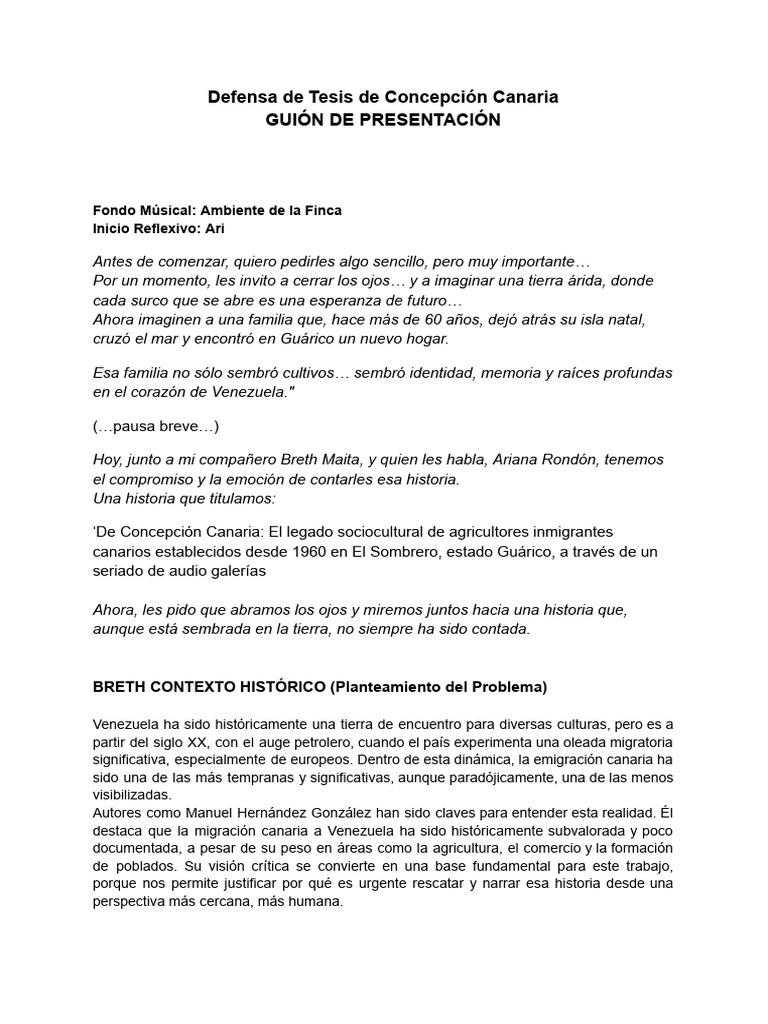 Guión Tesis Ari y Breth | PDF | Migración humana | Diseño