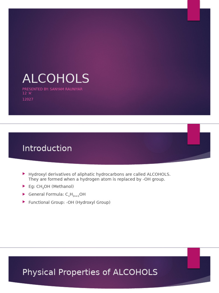 Alcohols Sanyam | PDF