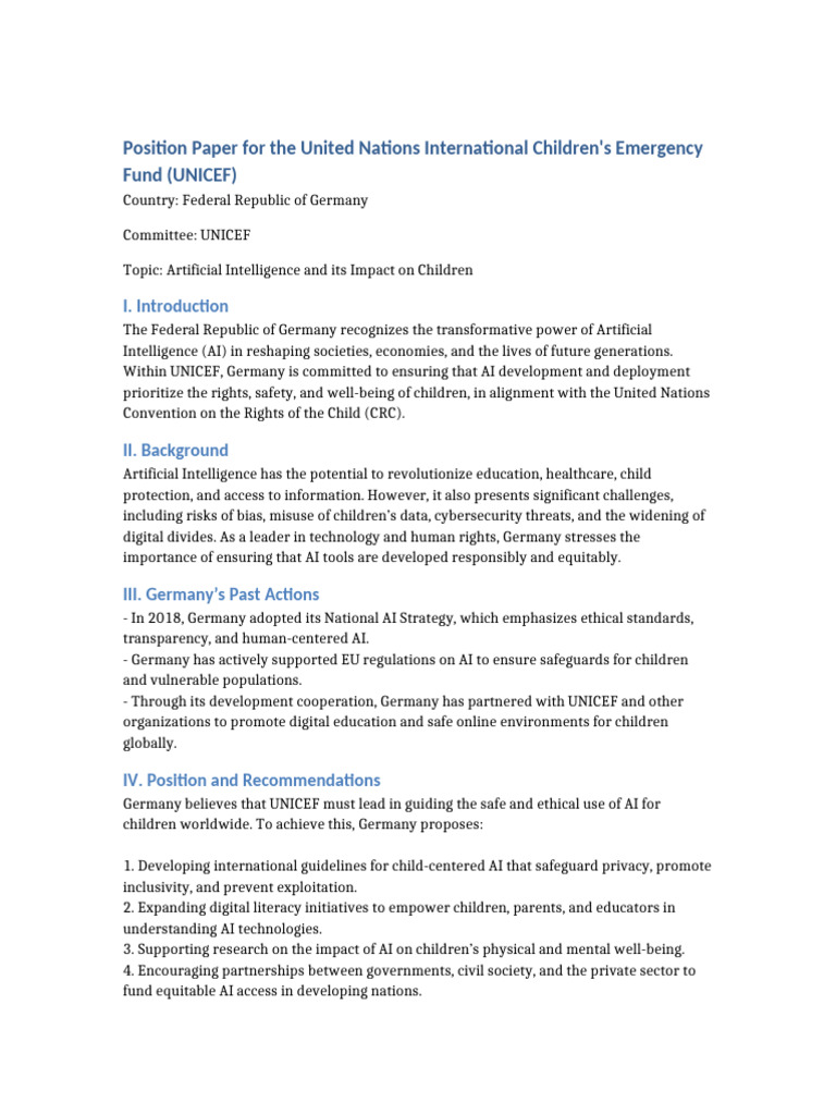 Germany UNICEF AI Position Paper | PDF | Artificial Intelligence ...