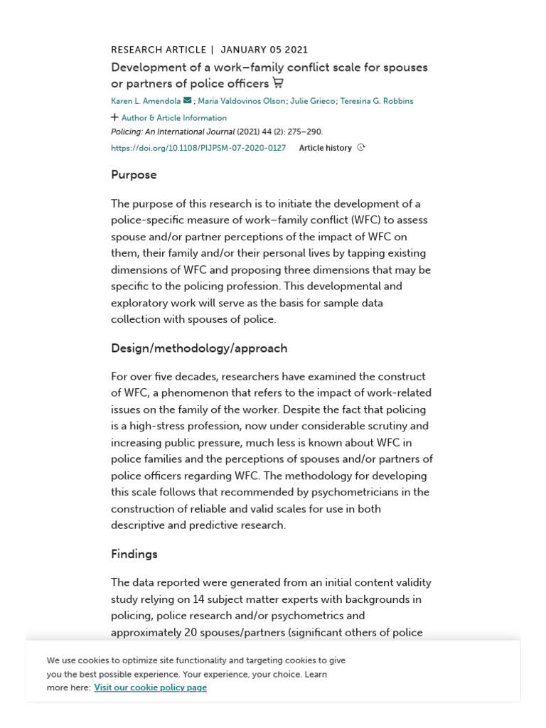 Development of A Work-Family Conflict Scale For Spouses or Partners of ...