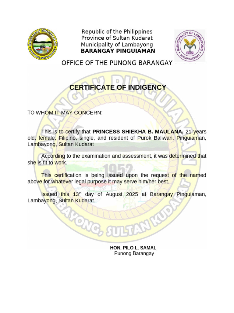 Certificate of Fit To Work | PDF