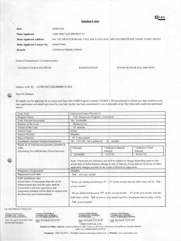Sanction Letter | PDF