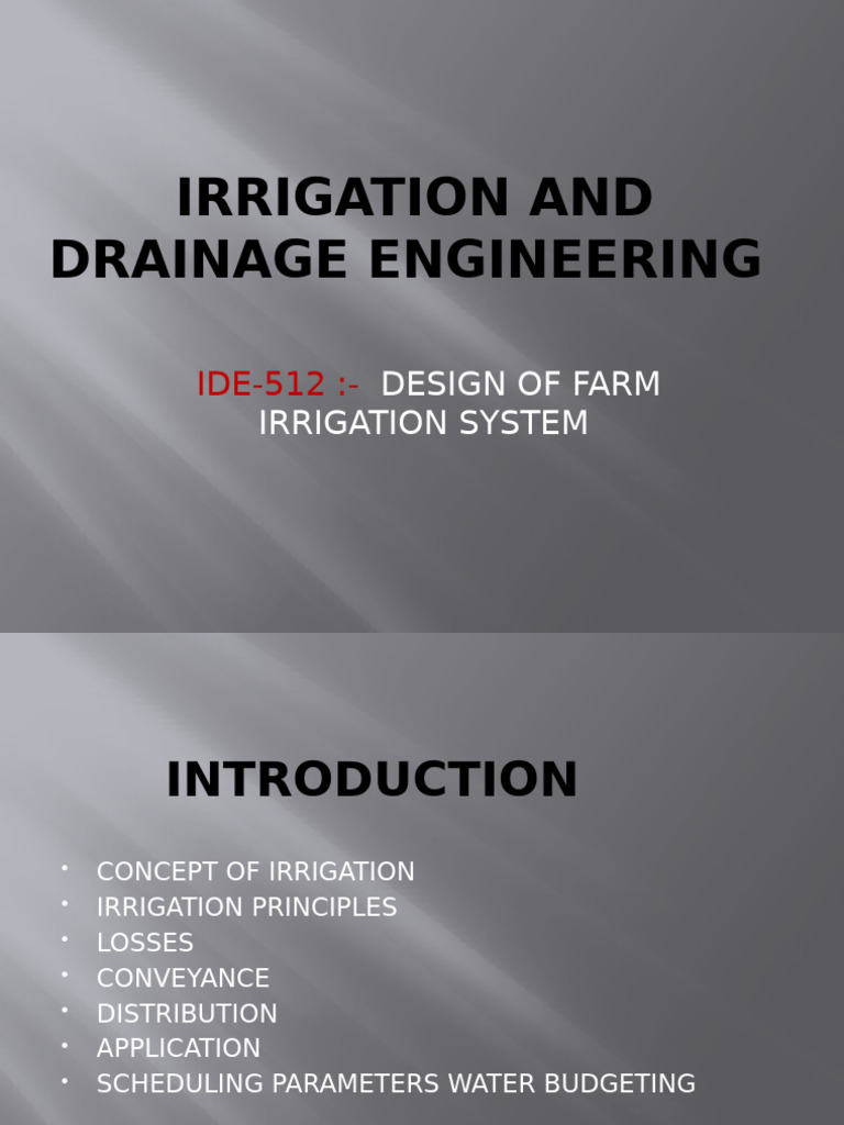 Farm Irrigation System Design Guide | PDF | Irrigation | Water