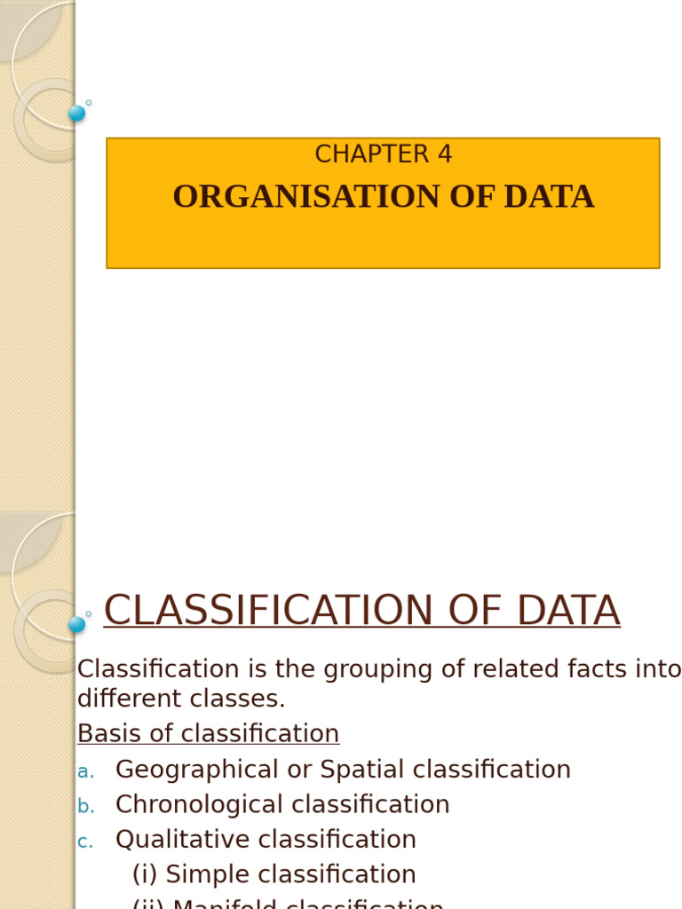 Chapter - 4 Organisation of Data | PDF | Probability Distribution | Data