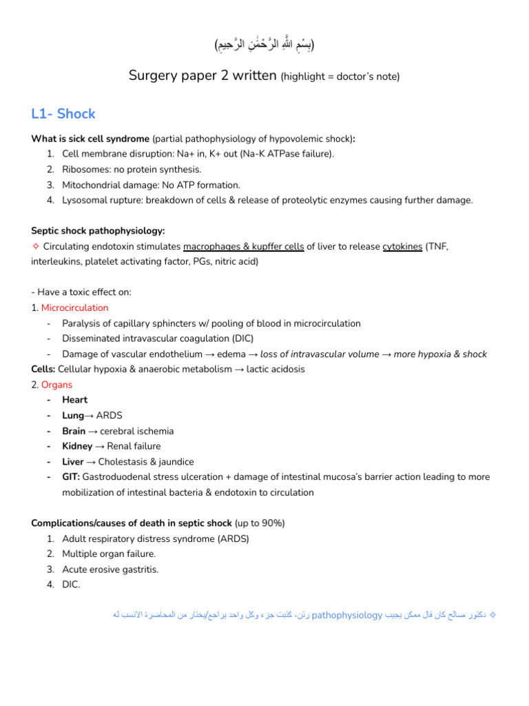 Surgery Paper 2 Written (Compiled) | PDF | Vein | Ischemia