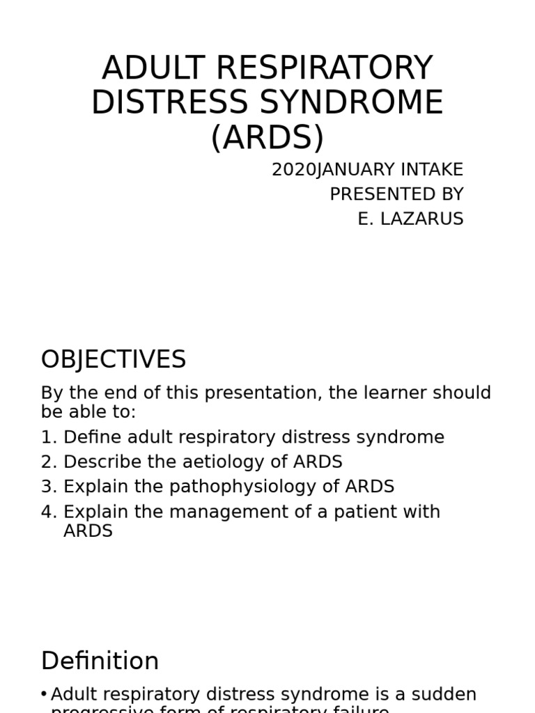Understanding Adult Respiratory Distress Syndrome | PDF | Lung ...