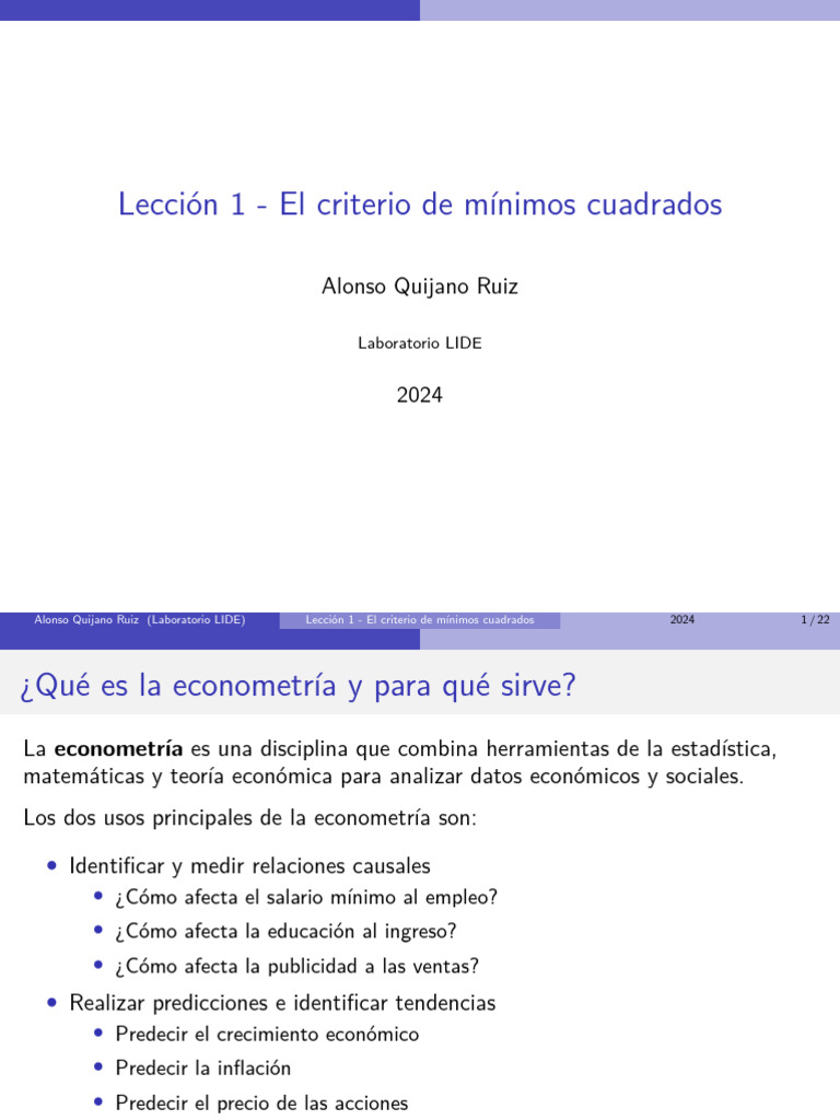 Lección 1 - El Criterio de Mínimos Cuadrados | PDF | Análisis de ...