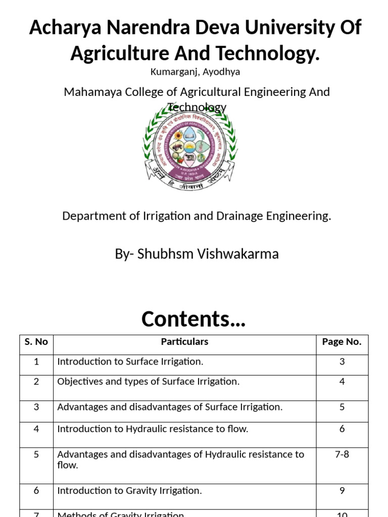 Department of Irrigation and Drainage Engineering | PDF | Irrigation ...