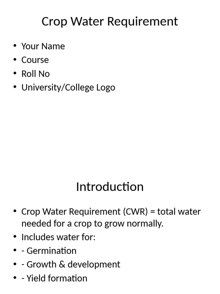 Understanding Crop Water Requirements | PDF