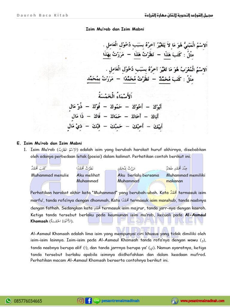 Isim Mu'rab dan Mabni dalam Bahasa Arab | PDF