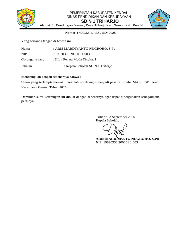 Peserta Lomba MAPSI SD Ke-26 Gemuh | PDF