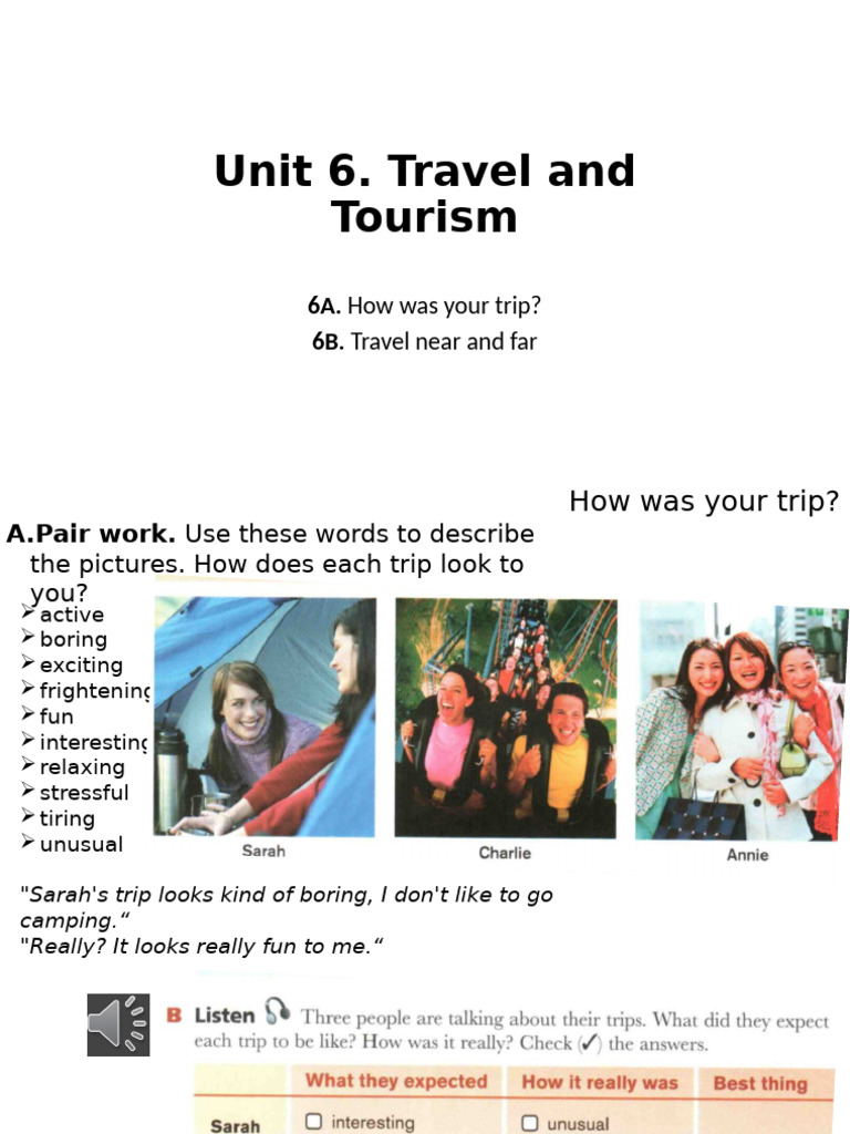 Unit 6. Travel and Tourism | PDF