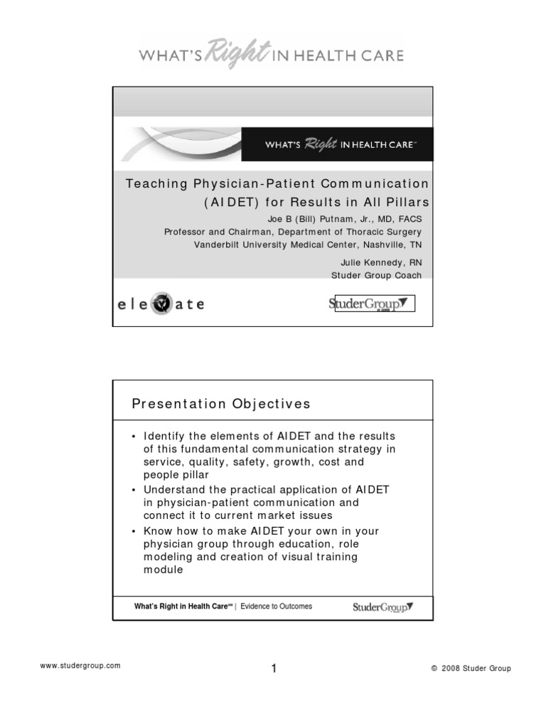 AIDET Physician | PDF | Patient | Physician