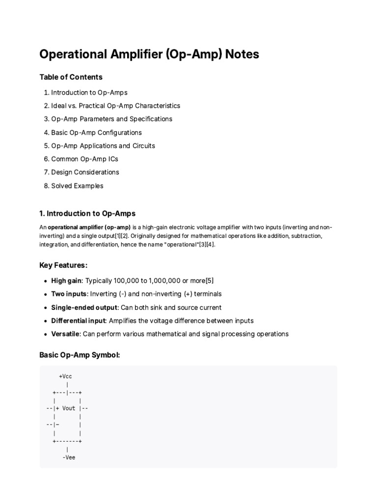 Comprehensive Guide to Operational Amplifiers | PDF | Operational ...