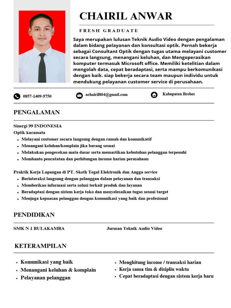 Putih Polos Profesional Klasik CV Resume Digital Marketing Template ...